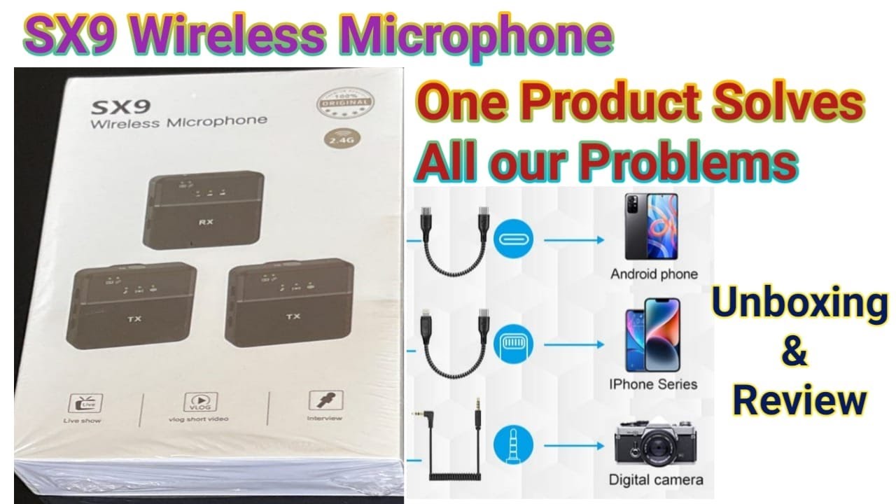 Unboxing and Review of the Sx9 Wireless Microphone | Sx9 wireless collar mic kaise use kare ...