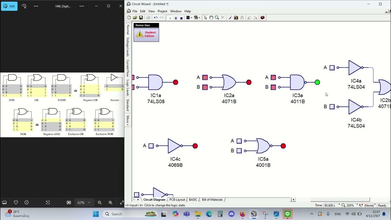 จำลองการทำงานเกตพื้นฐาน ด้วยโปรแกรม Circuit Wizard - YouTube
