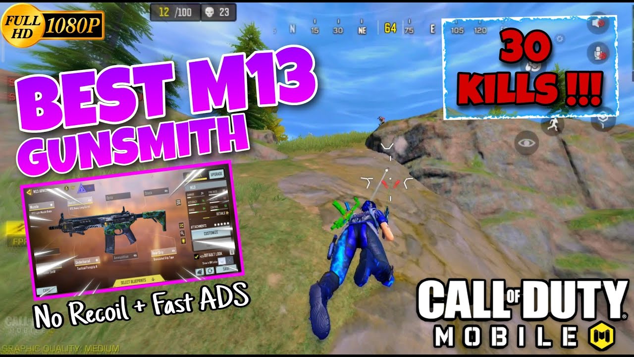 BEST M13 GUNSMITH No Recoil + Fast ADS in Battle Royale | Solo vs Squad ...