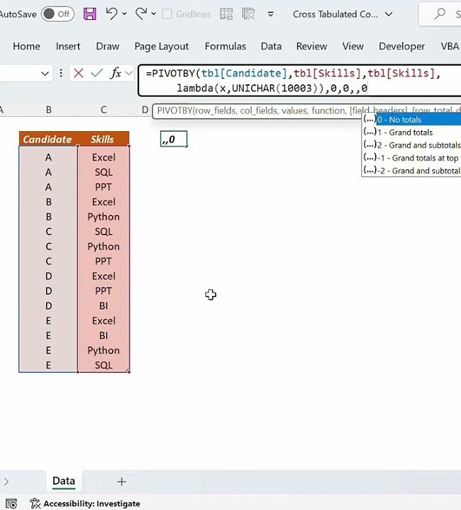 Cross Tabulated Report using PIVOTBY Function in Excel #excel #exceltutorial - YouTube