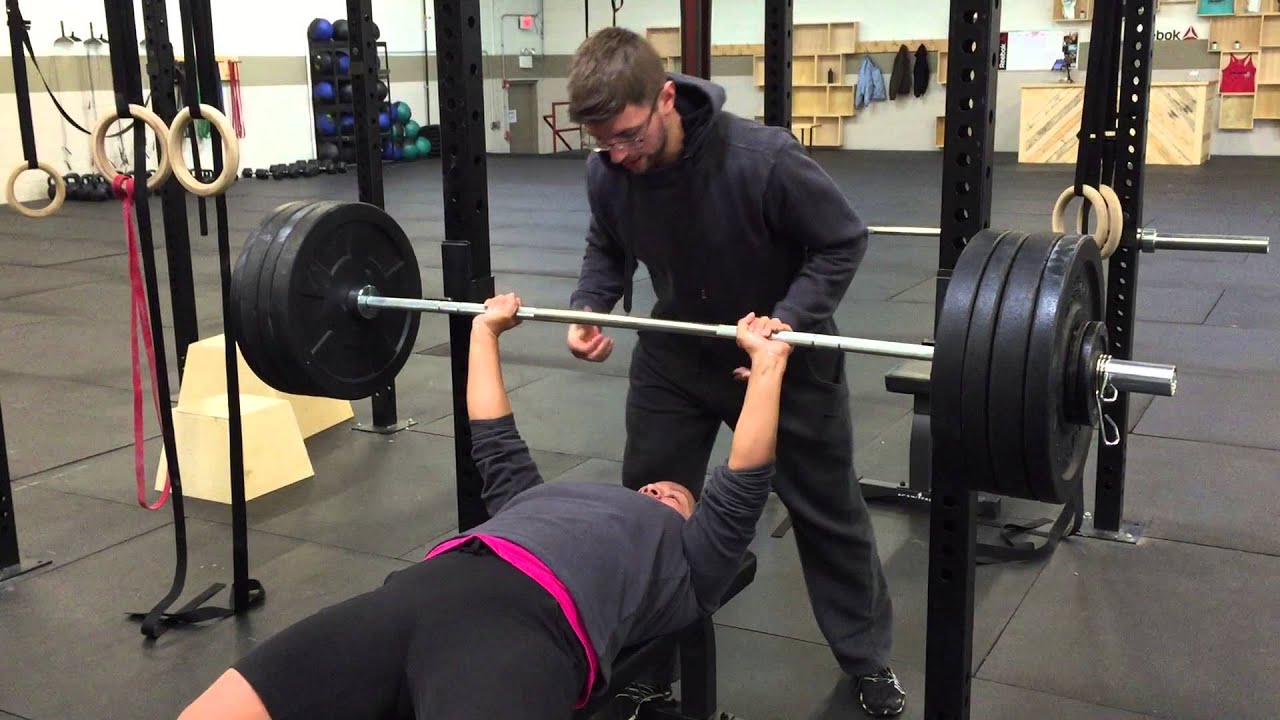 Rene's 155# bench! - YouTube