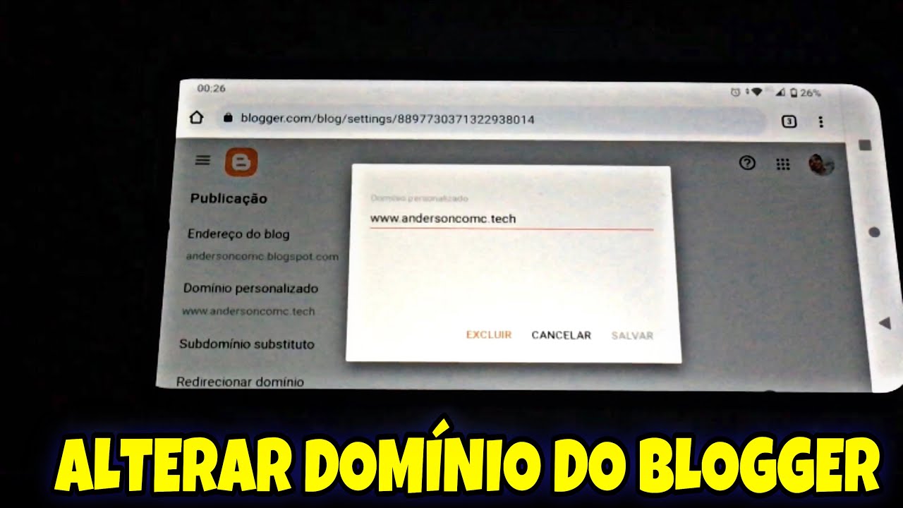 Como Trocar o Domínio do Blogger pelo celular - YouTube