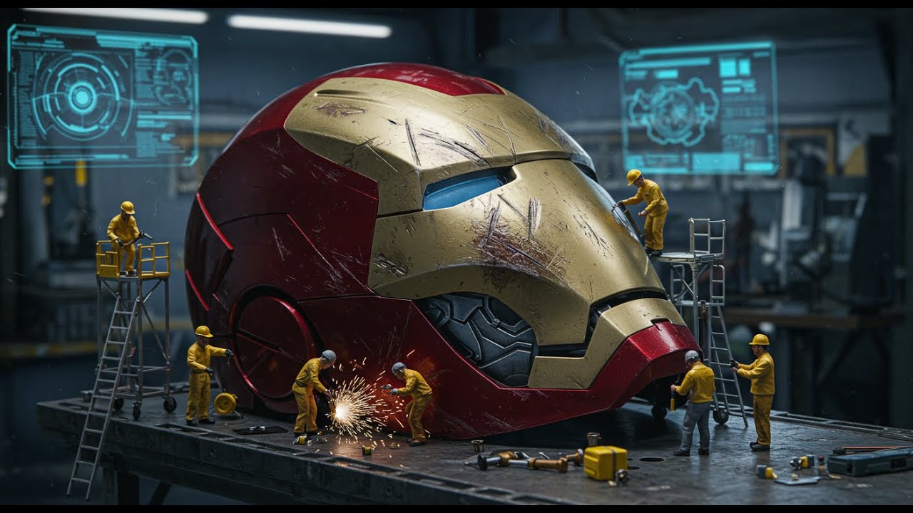 Tiny 1-Inch Construction Workers Repaired Iron Man in Tony Stark’s Lab | 8K AI Realistic ...