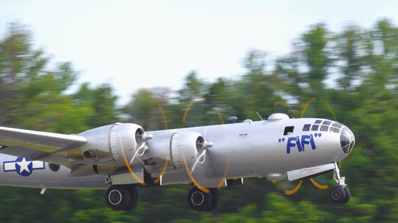 Boeing B-29 "Fifi" Closeup Takeoff, overhead break and landing! [4K ...