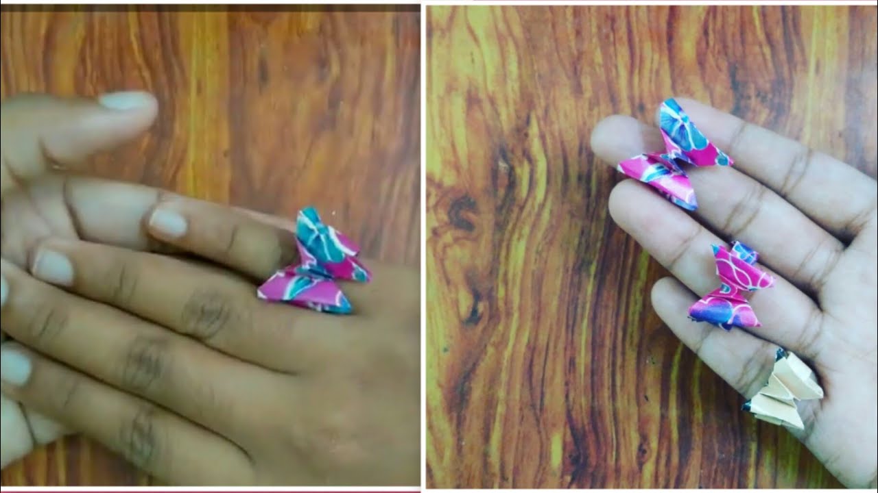 How to make butterfly ring ! Paper ring / Origami / crafts / Simple D ...