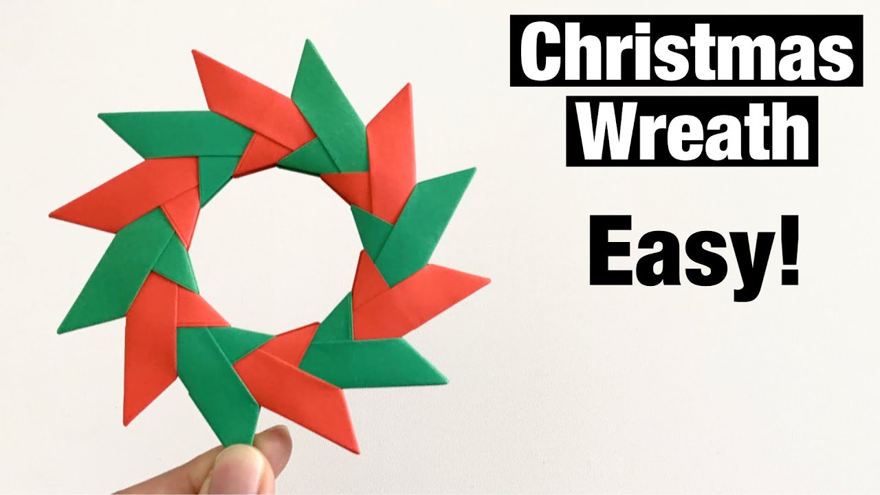 ORIGAMI CHRISTMAS WREATH DECORATION EASY - YouTube