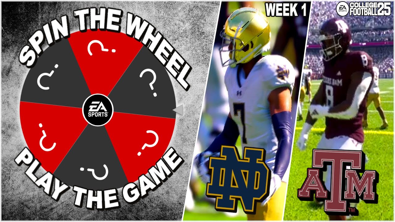 COLLEGE FOOTBALL 25 Spin the Wheel, Play the game! | Week 1- Notre Dame ...