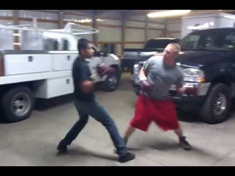 Barn Boxing TKO.LightWeight vs HeavyWeight - YouTube