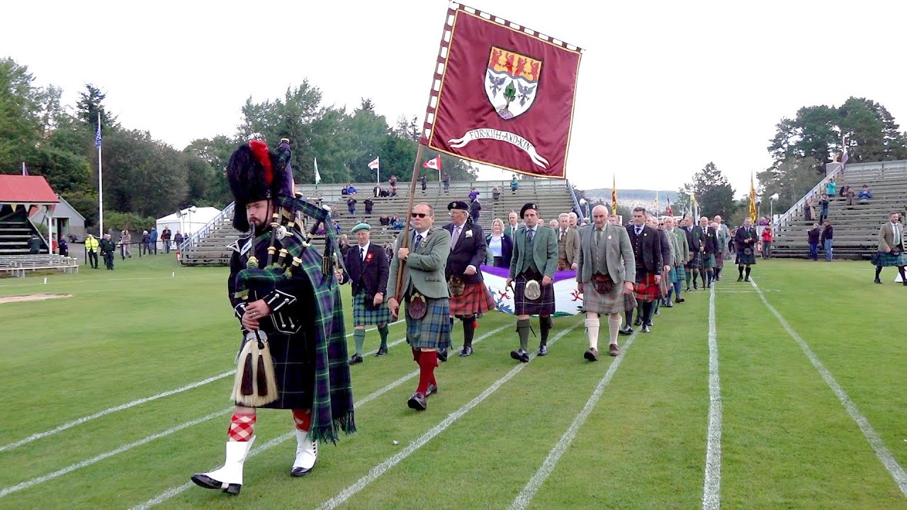 Start of the 2019 Braemar Gathering as Highland Society are led into ...