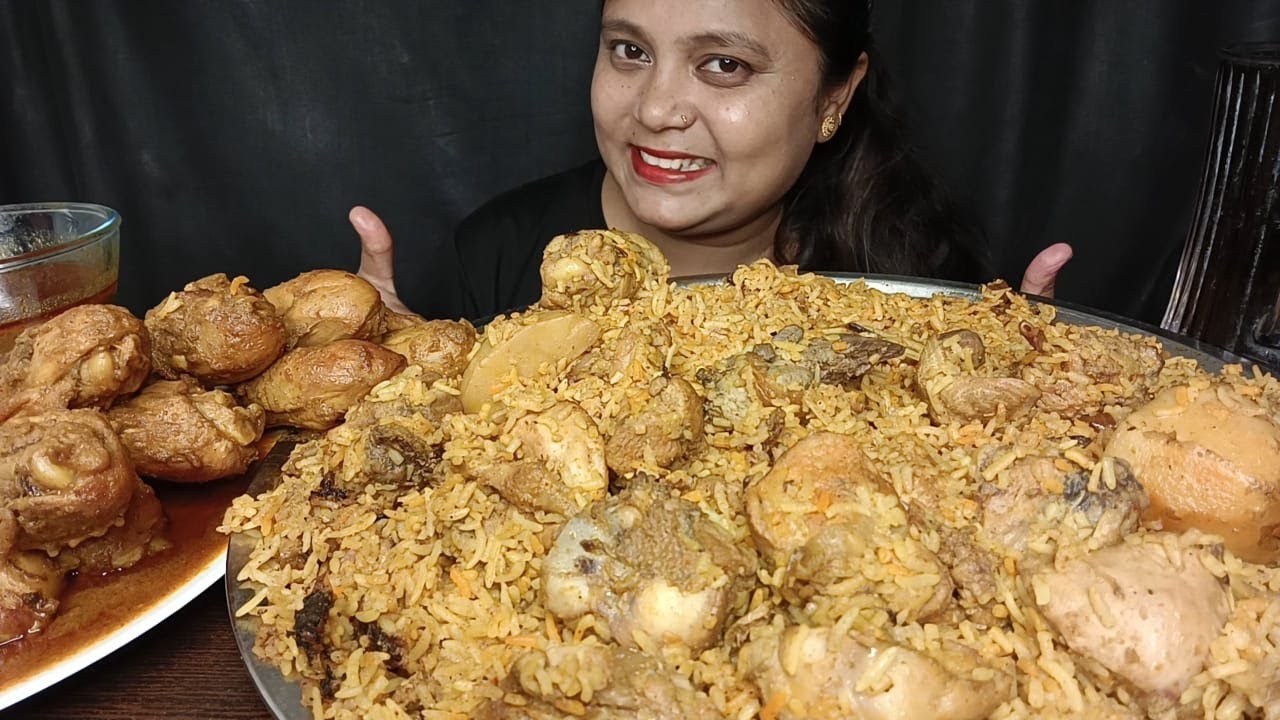 Ultimate ASMR Feast: Heavenly Chicken Dum Biryani and Succulent Chicken Leg Piece Mukbang - YouTube