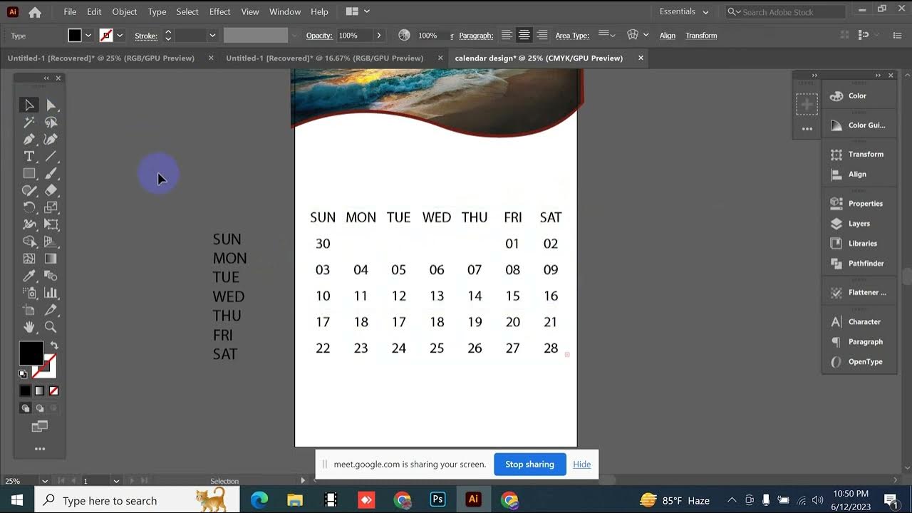 How to create calendar design in illustrator, Calendar design - YouTube