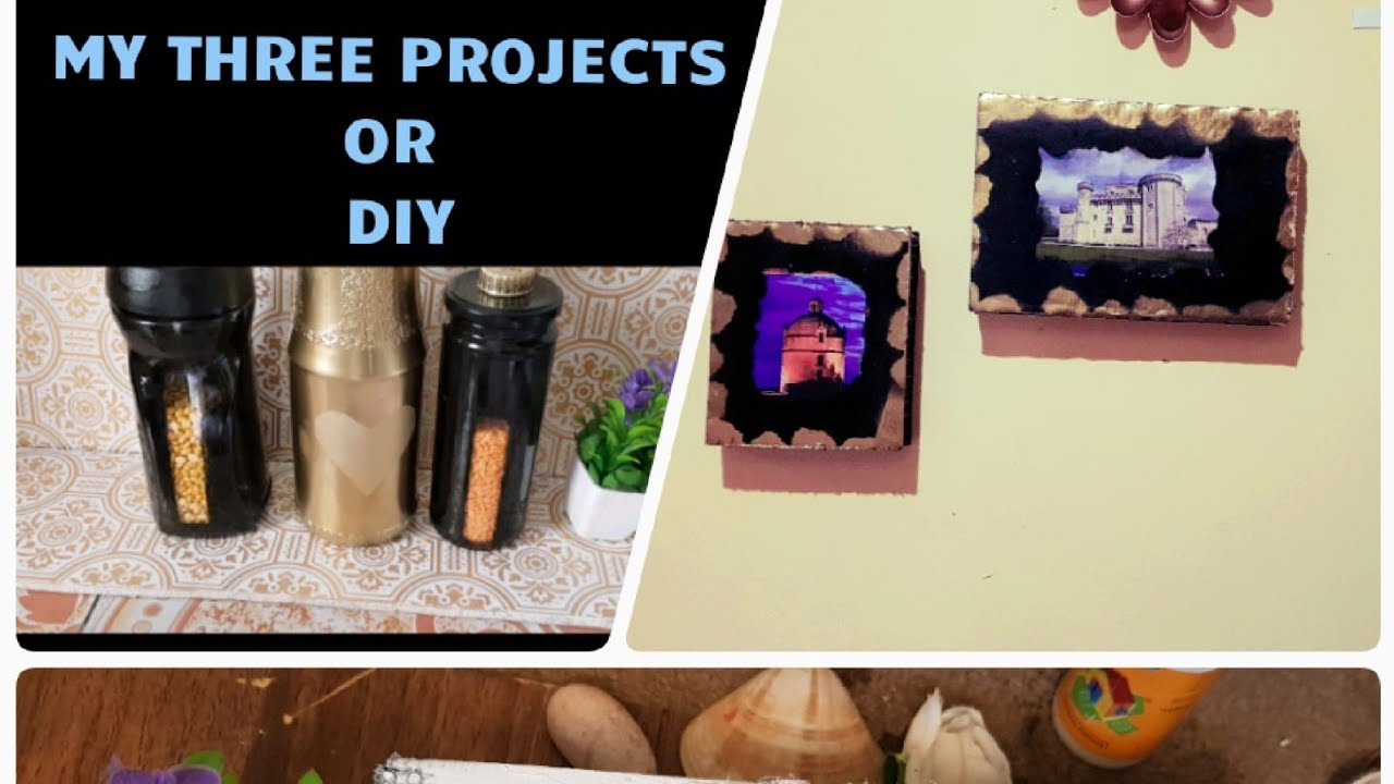 DIY 3 projects of Art and craft lovers||Bottle art|seashells craft ...