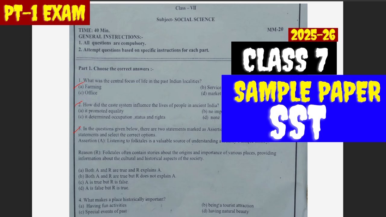 Class 7 - PT-1 SST Sample Question Paper of PERIODIC TEST|| Cbse Sample ...