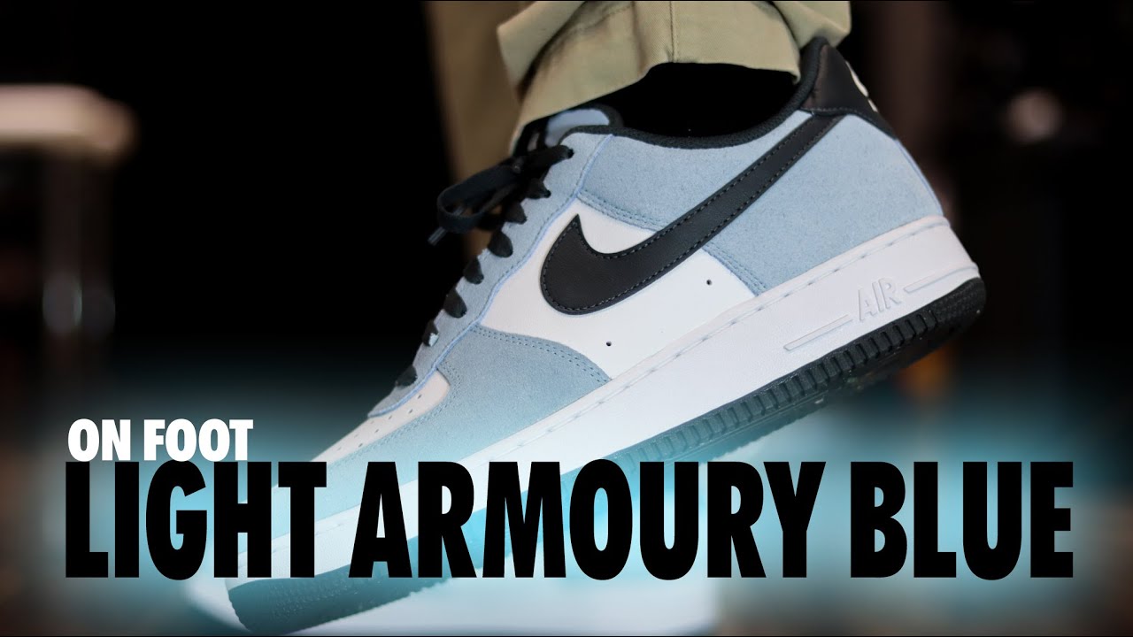 ON FOOT! Nike Air Force 1 Light Armoury Blue White Anthracite Schopes ...