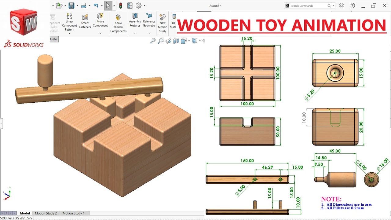 Sketch wooden toy design in SolidWorks | Solidworks Tutorial ...