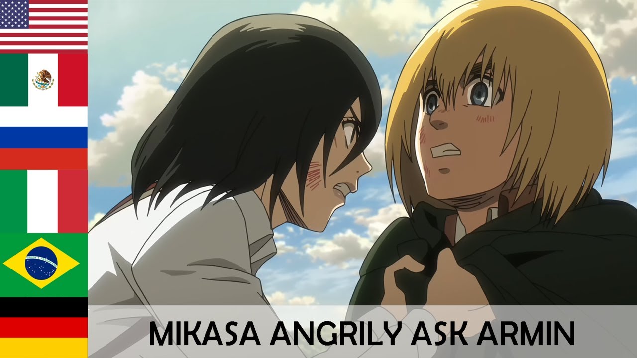 "Mikasa's Anger" in 7 languages Attack On Titan - YouTube