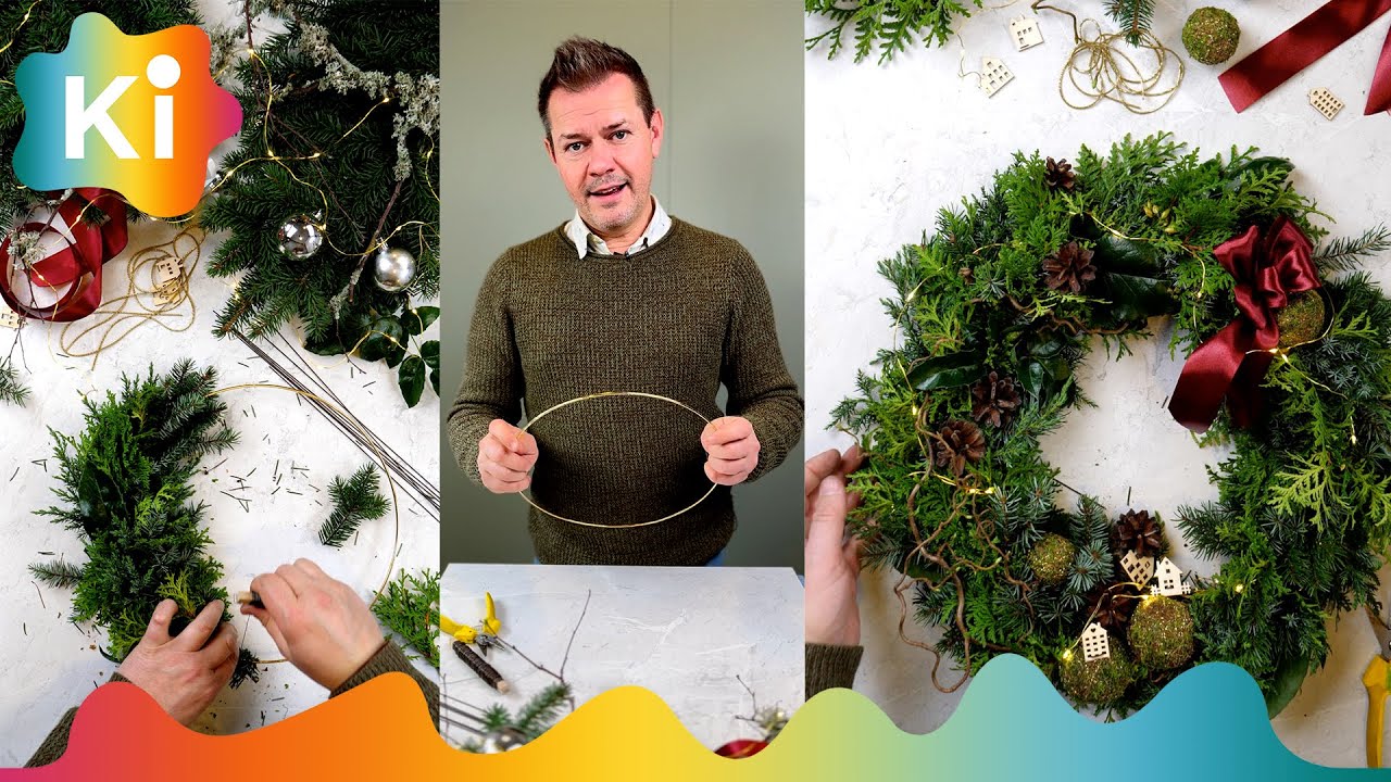 Hvordan binde julekrans med kransekit fra Kreative Ideer - YouTube