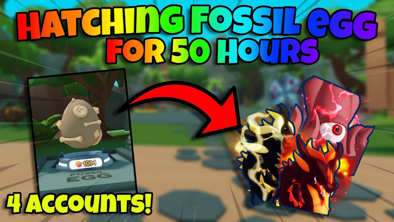 Hatching the Fossil Egg for 50 Hours Using 4 Accounts in Bubble Gum ...