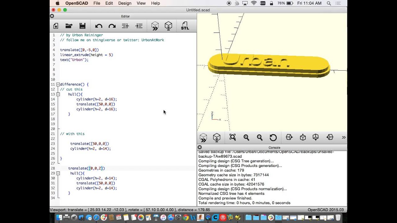 OpenSCAD Name Tag (part 2) In Class Example - YouTube