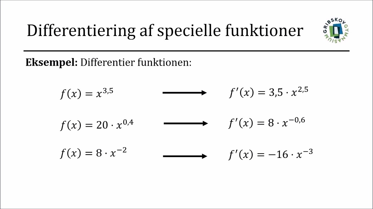 Differentialregning - Differentiering af specielle funktioner ...