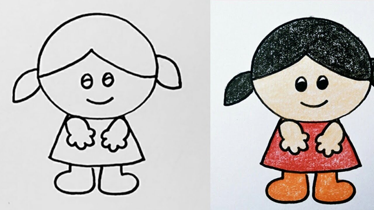 How to draw a cartoon girl || step by step drawing for kids and ...