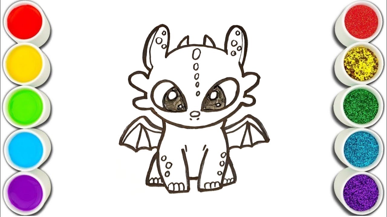 Cute dragon Toothless Drawing,Painting and Coloring for Kids, Toddlers ...