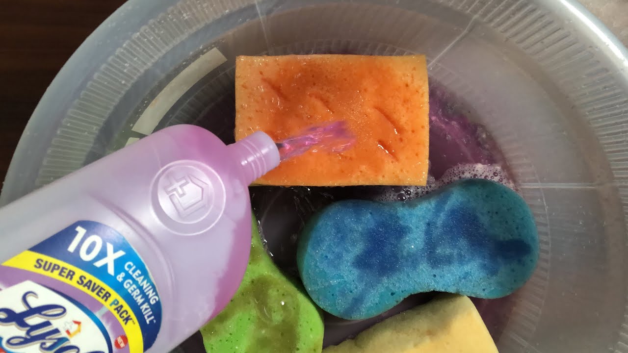 Lavender Pine Sol / My Favorite Sponges / ASMR SPONGE SQUEEZING - YouTube