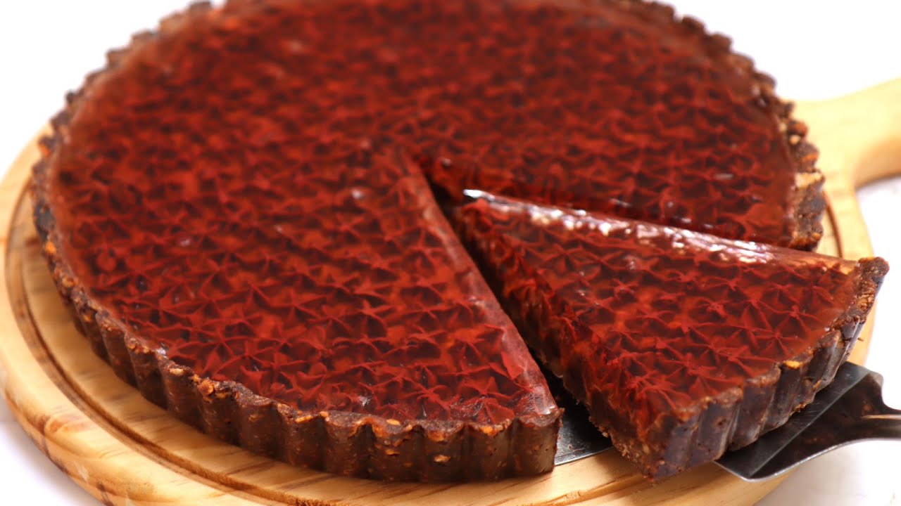 How to make chocolate & lychee Jelly tart recipe no bake | egg-less ...