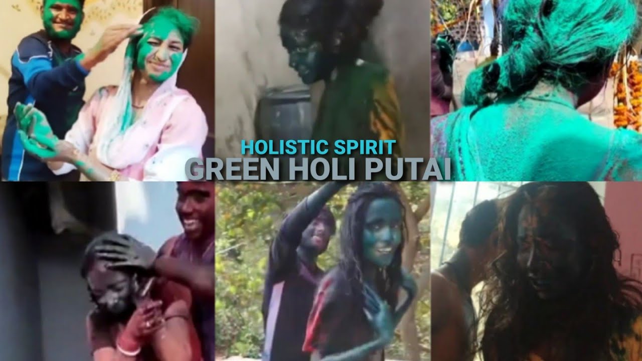 Green Rang Holi Putai | Pakka Green Colour Holi | देवर-भाभी : जीजा-साली ...