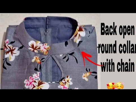 Round collar neck with back chain/ Collar neck Cutting and stitching ...