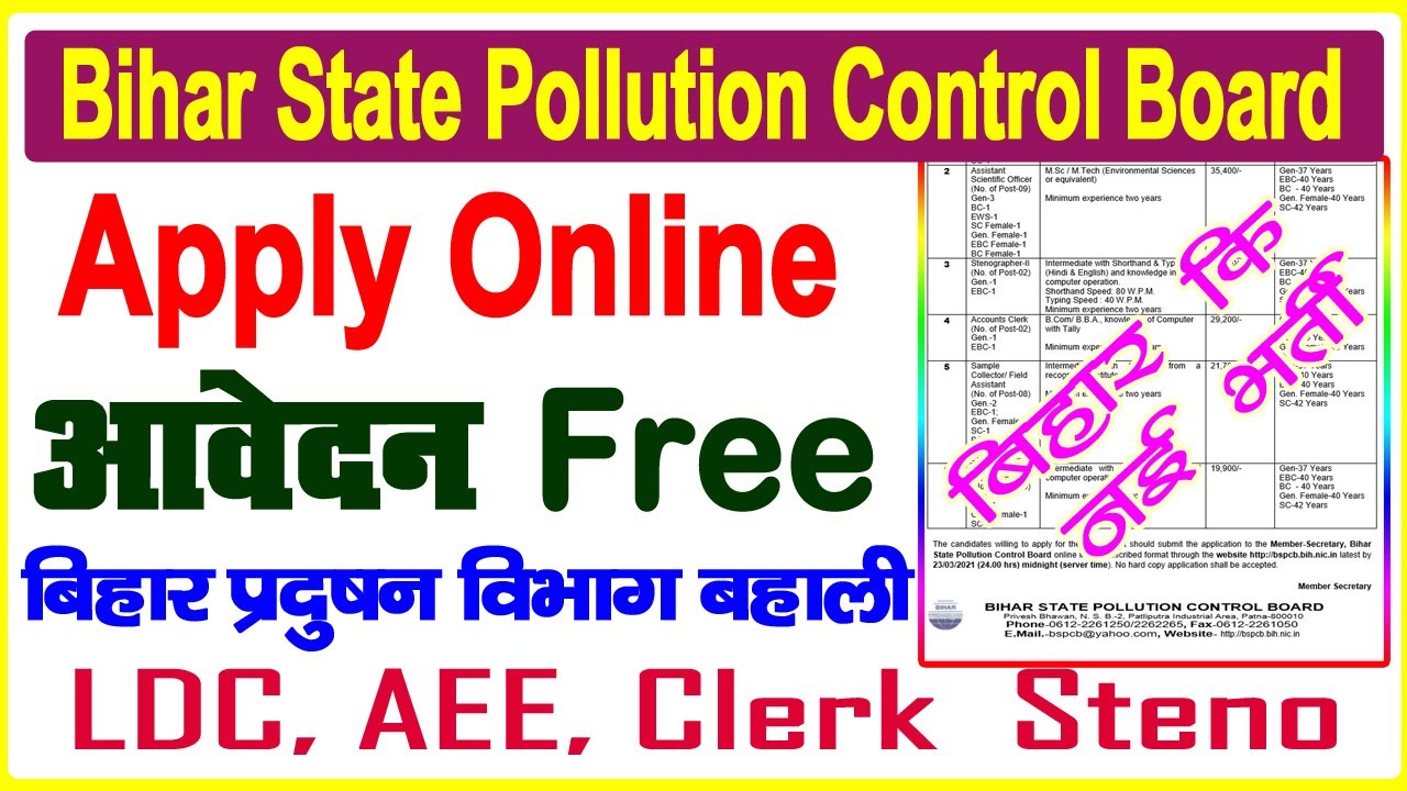 Bihar Pollution Control Board Online Form 2021 Bihar Pollution Control ...