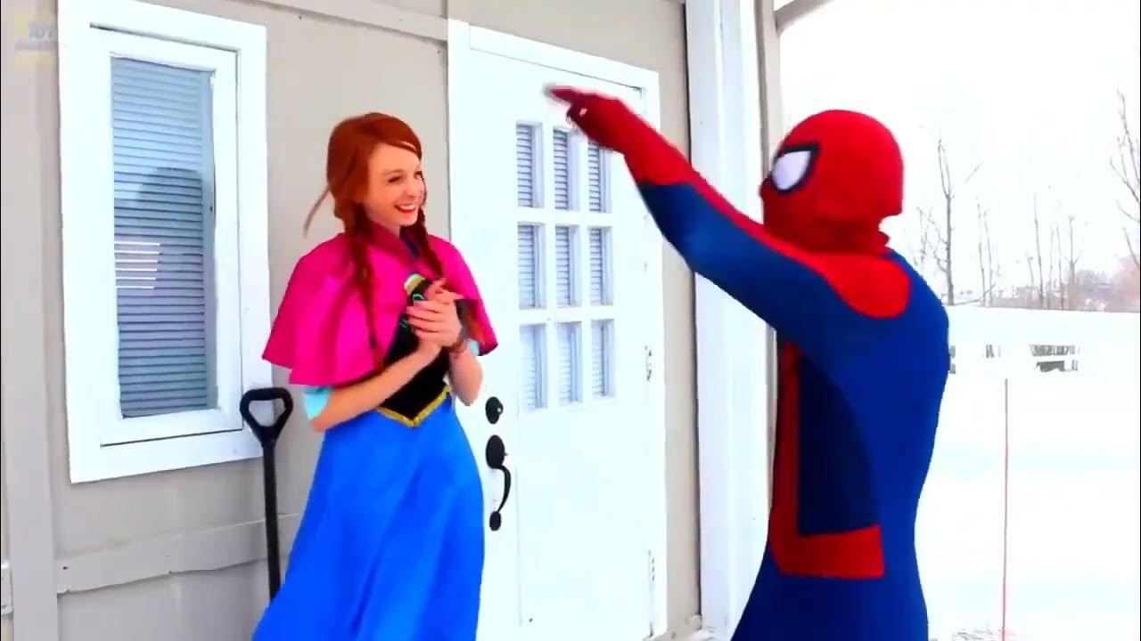Spiderman Elsa And Anna And Pink Spidergirl Surprise Funniest Moments Youtube