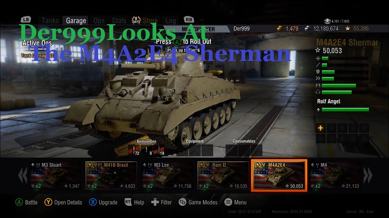 Der999 Looks at the M4A2E4 Sherman in World of Tanks Xbox One/360 - YouTube