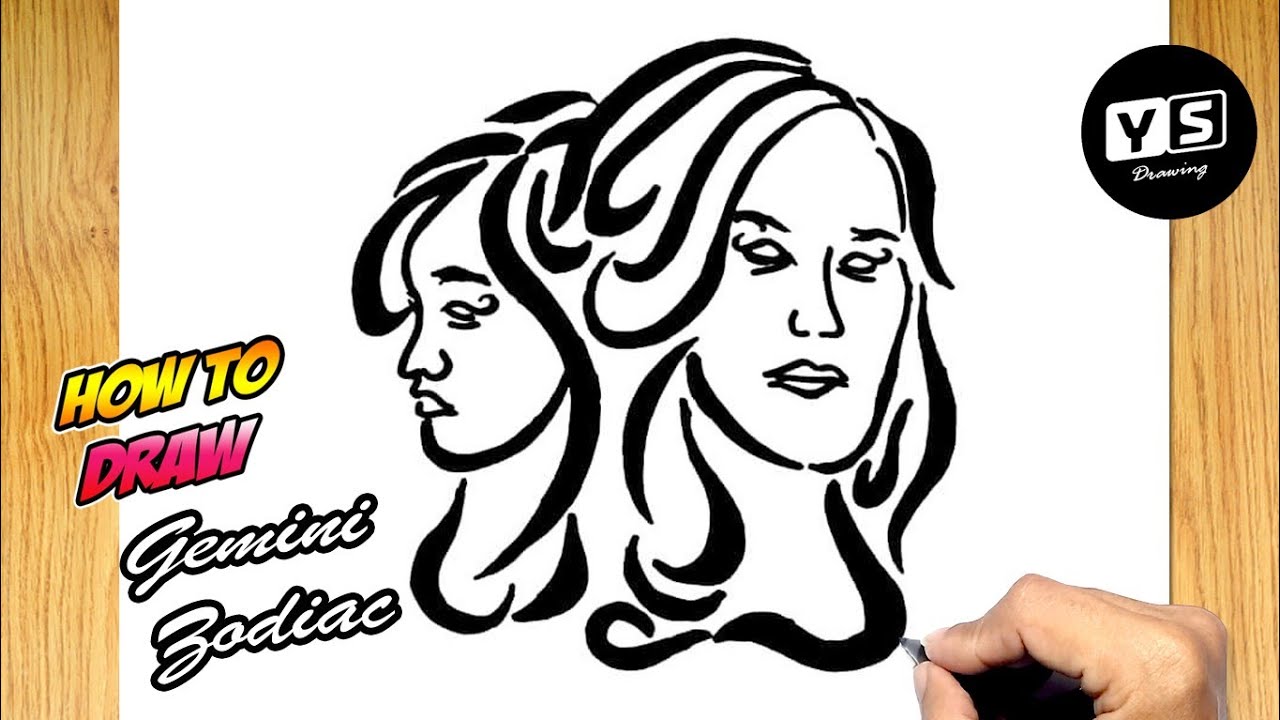 How to draw Gemini Zodiac - YouTube