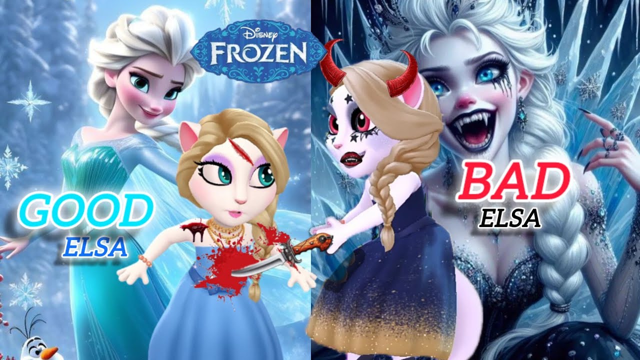 Bad Elsa Kills Good Elsa ||My talking Angela 2 vs bad elsa vs good else ...