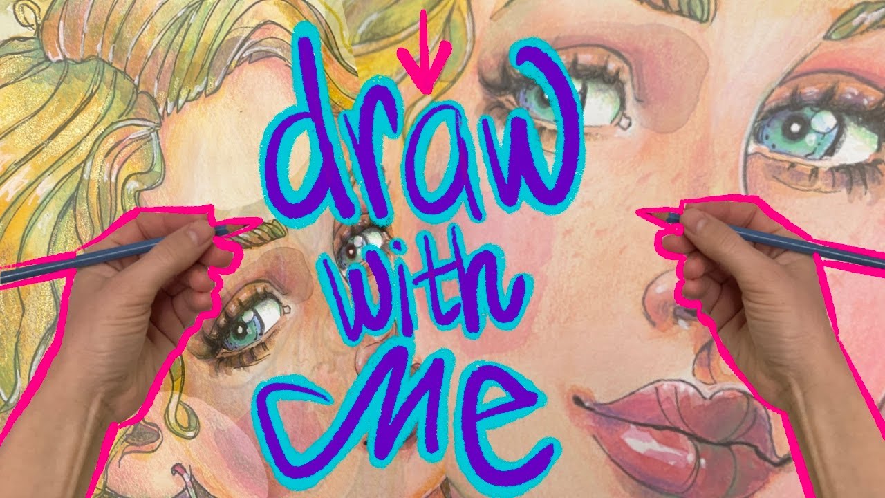 Draw with Me! Watercolor + Prisma Pencils Lady Portrait - YouTube