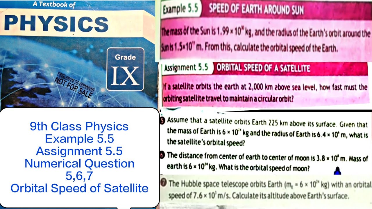 9th class physics | Chapter 5 Gravitation Examples 5.5 Assignment 5.5 ...