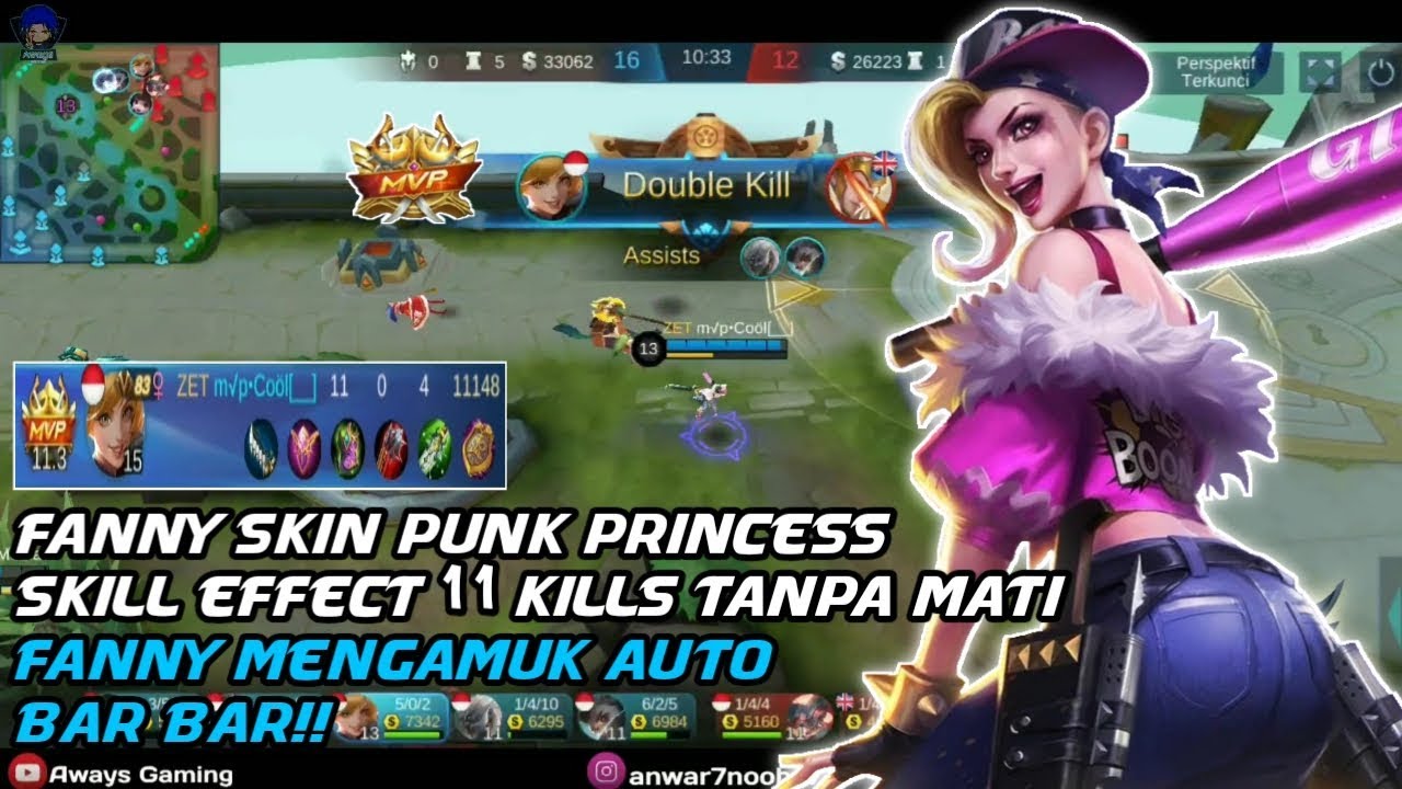 Fanny Skin Punk Princess Skill Effect 11 Kills Tanpa Mati!! - Mobile ...