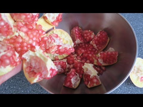 POMEGRANATE OPENING - How To Cut Open A Pomegranate - YouTube
