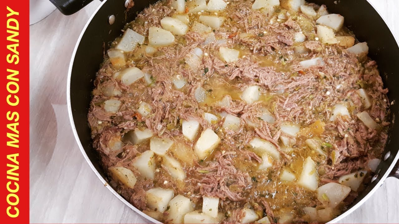 GUISADO DE DESHEBRADA EN VERDE - YouTube