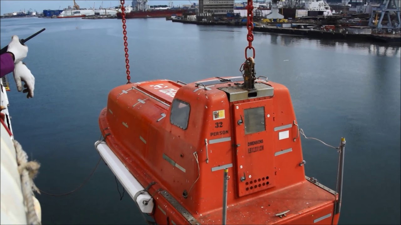 Life Boat Lowering Procedure - MSC Sao Paulo - YouTube