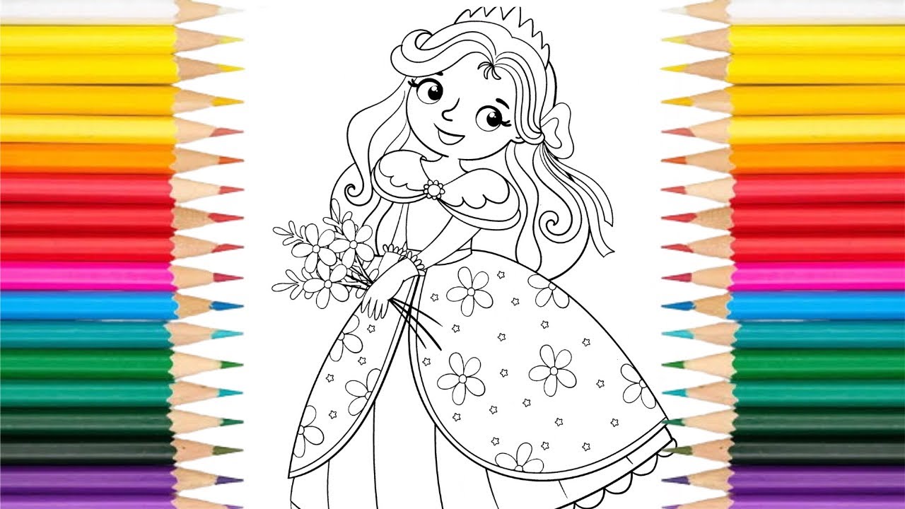 Coloring a Beuatiful Princess with Color Gradation for Kids & Toddler ...