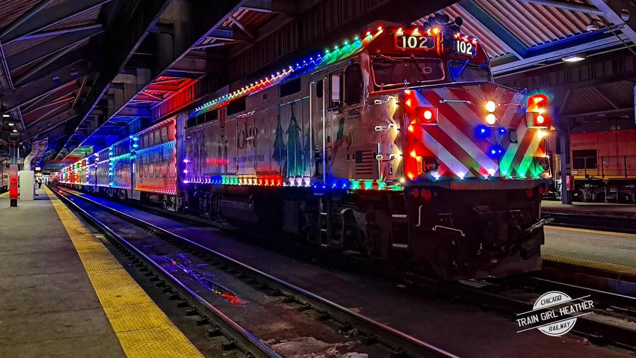 Metra Operation North Pole departs out of Oglive on train UP-NW 671 ...