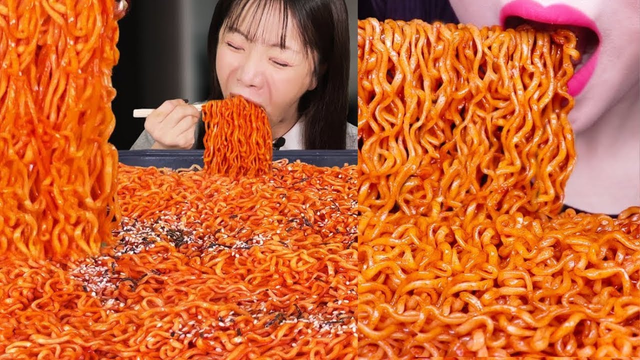 Supersize 8 Buldak Spicy Fire Noodles 🍜 MUKBANG/Eating show ASMR ...