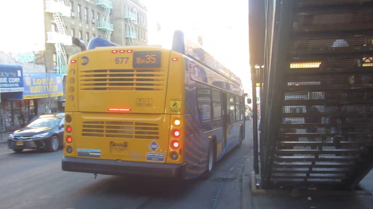 2016 New Flyer XN40 #677 on the Bx35 at 167th Street and River Avenue ...