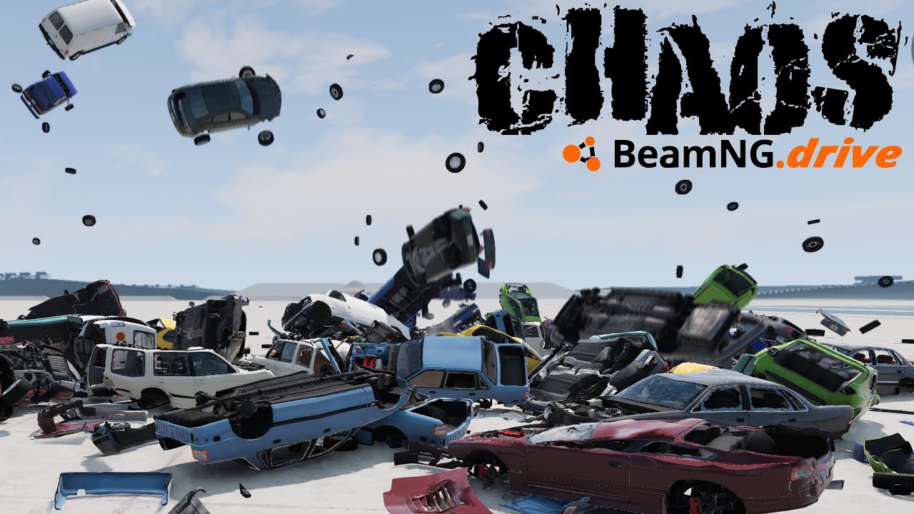 BeamNG.drive - It's Raining Exploding Cars - Chaos Mod UI - YouTube