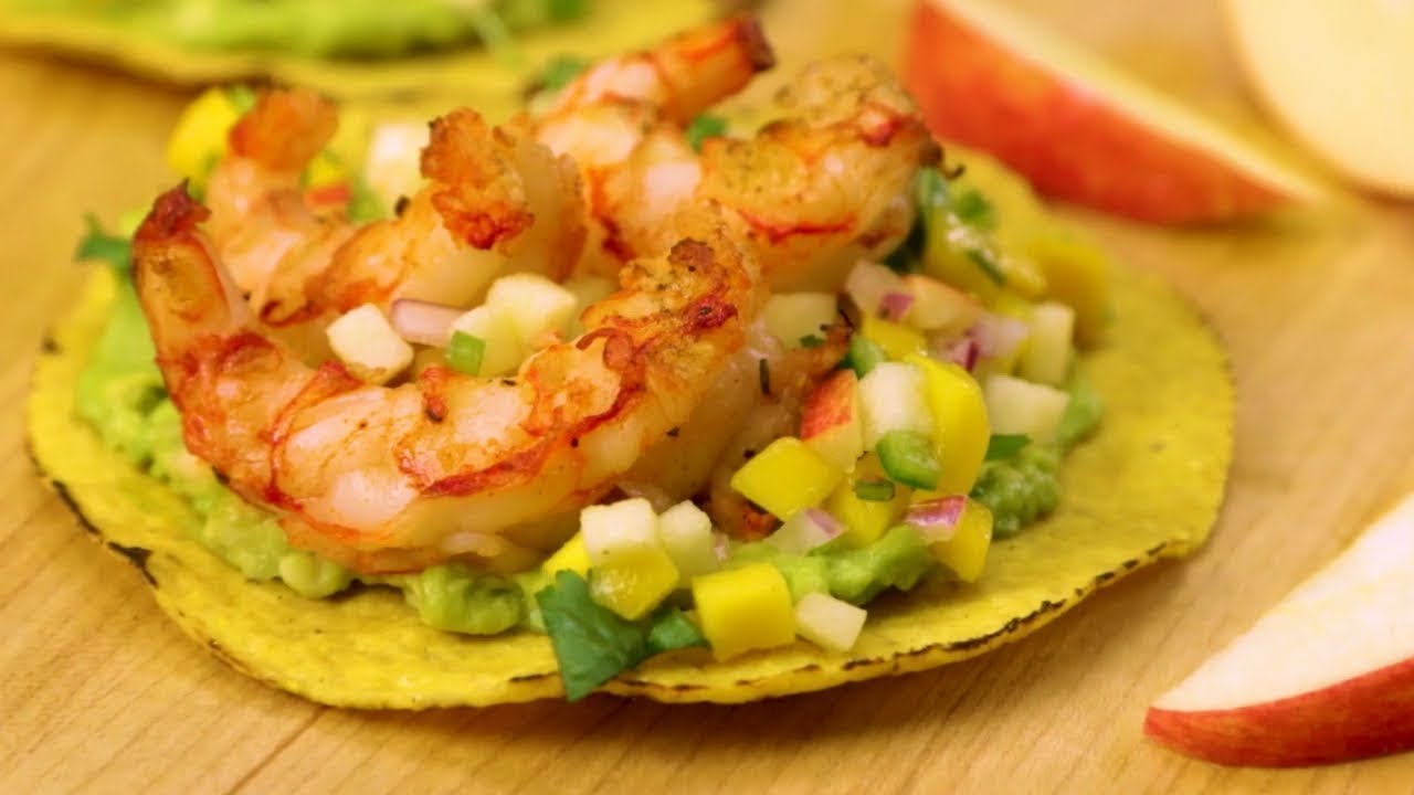 Grilled Shrimp Tostadas with Pinata Apple & Mango Salsa – - YouTube