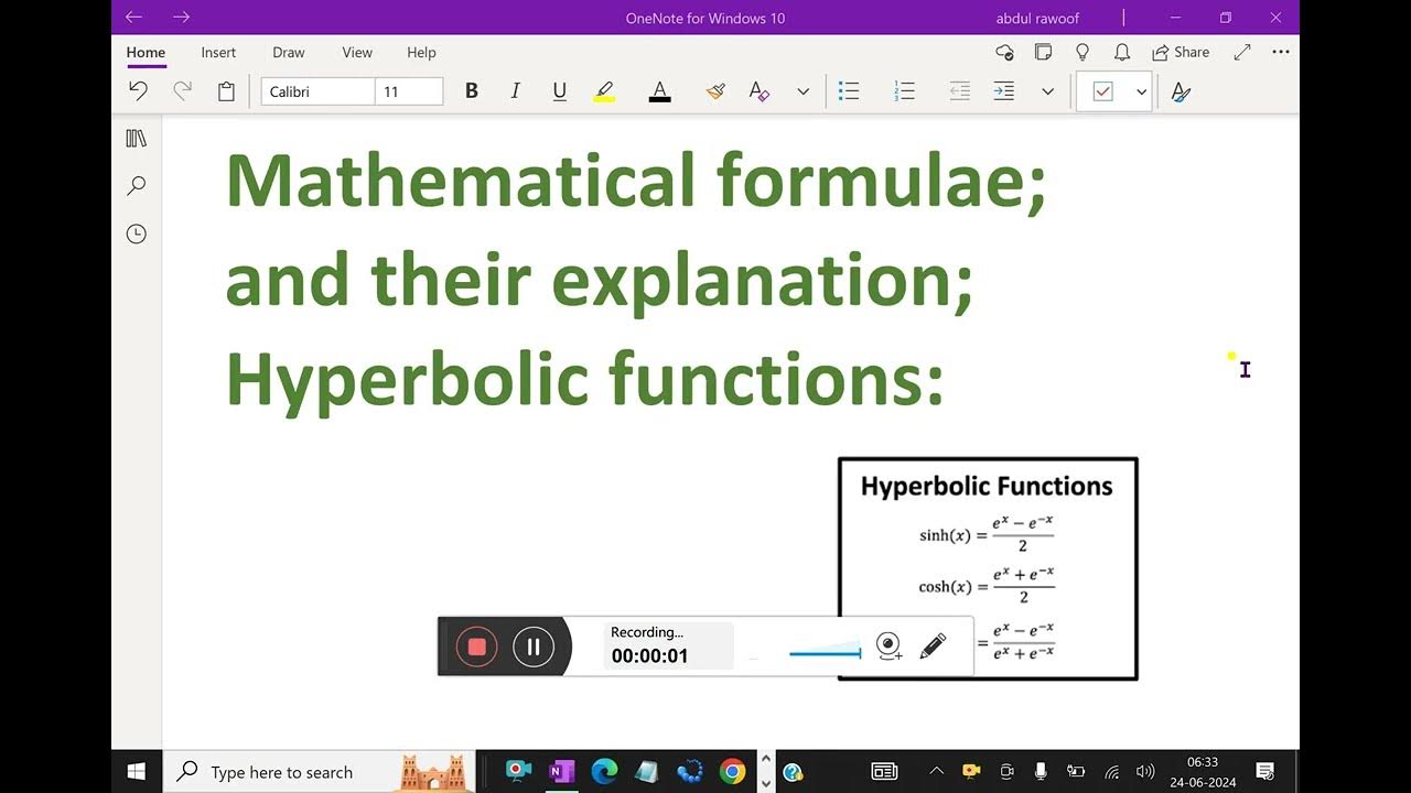 Mathematical formulae; and their explanation : - ( Hyperbolic functions ...