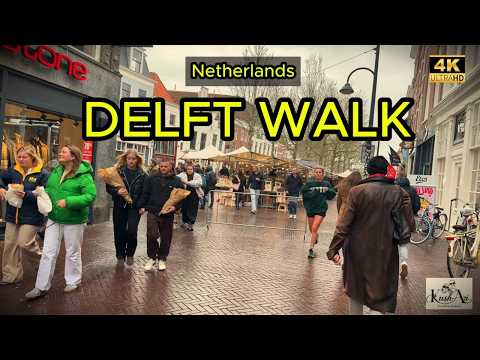 Delft Walking Tour 4K | Netherlands Canals & Historic Streets