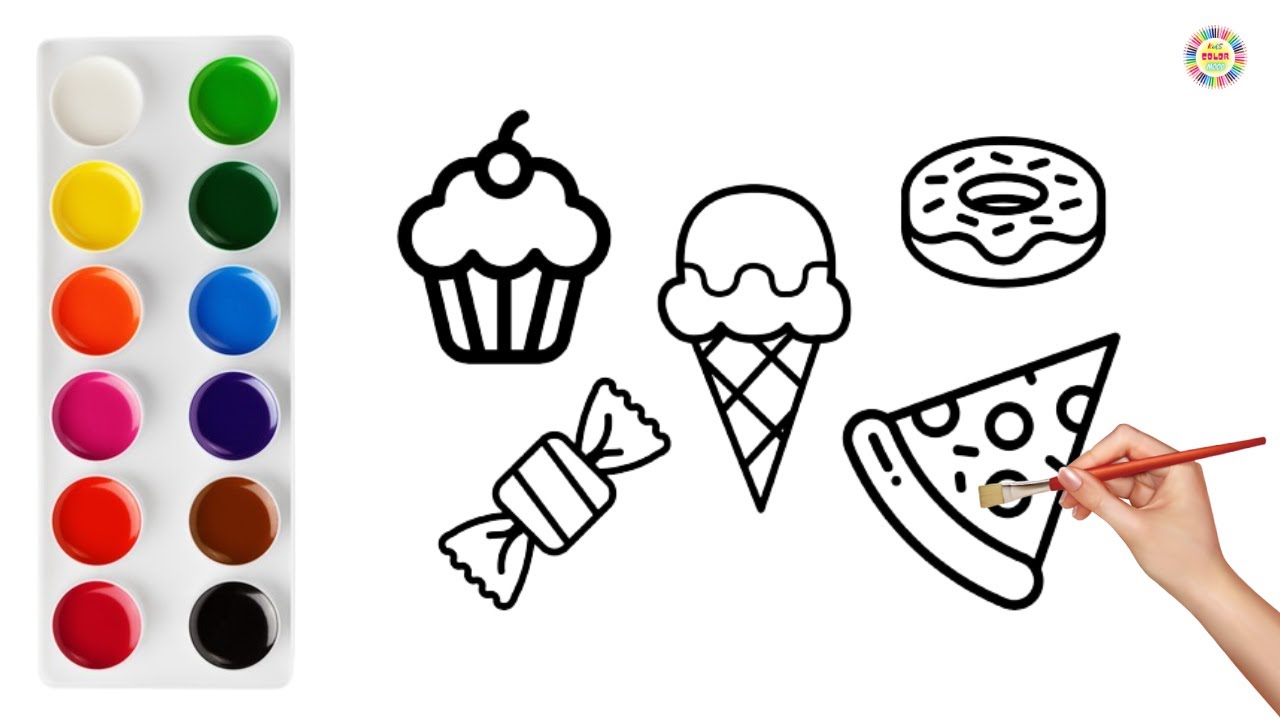 Christmas Foods Drawing, Painting, Coloring for Kids & Toddlers | How ...
